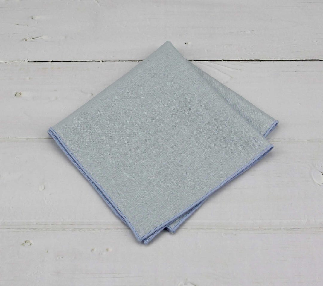 Mist Blue Pocket Square. Misty Linen Handkerchief for Men Wedding Party ...
