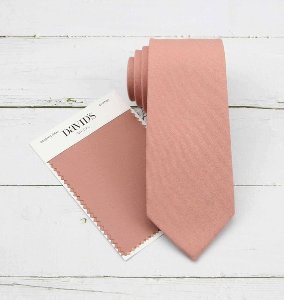 Desert Coral Linen Tie for Men Wedding. Mens Tie Desert Coral. Coral Color Neckties for Men and Kid. Etsy UK