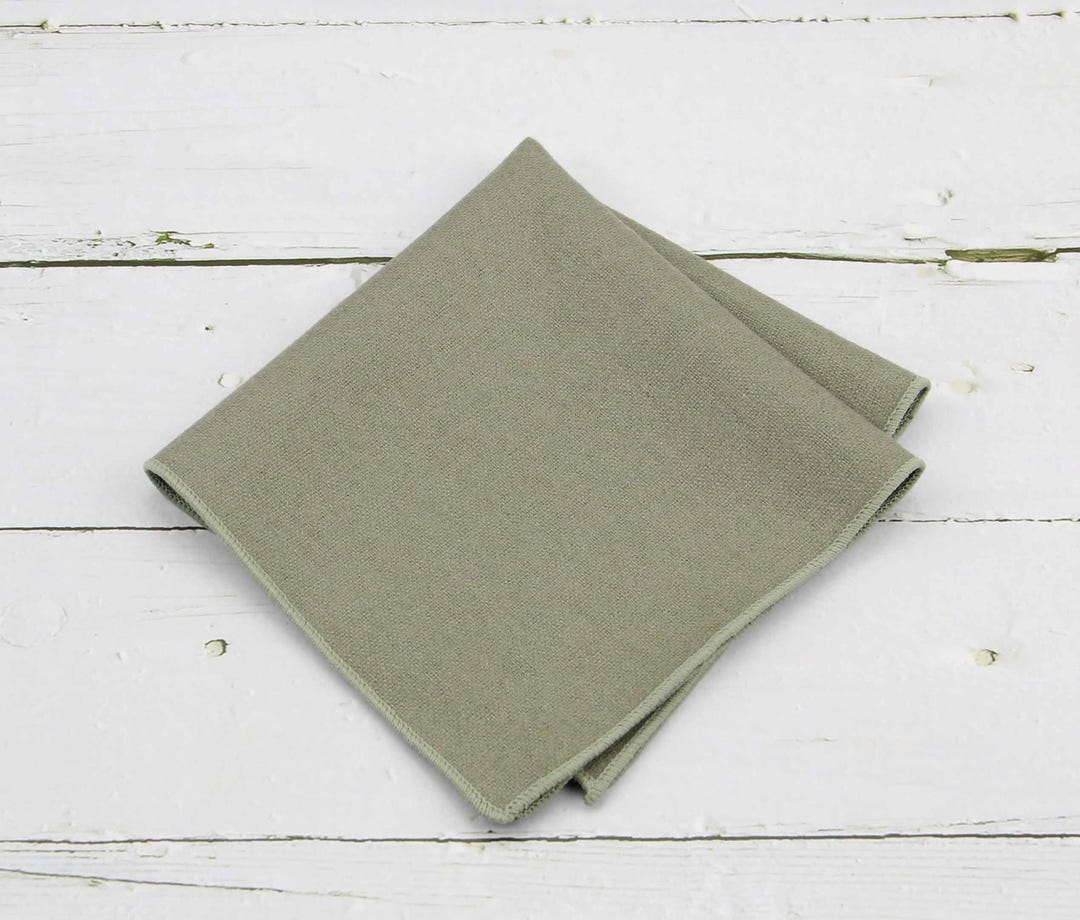 Sage Green Pocket Squares. Mens Light Eucalyptus Wool Tweed ...