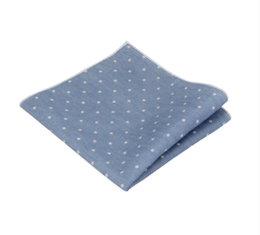 Polka Dot Pocket Square.denim Pocket Square.3 Colors to Choose - Etsy