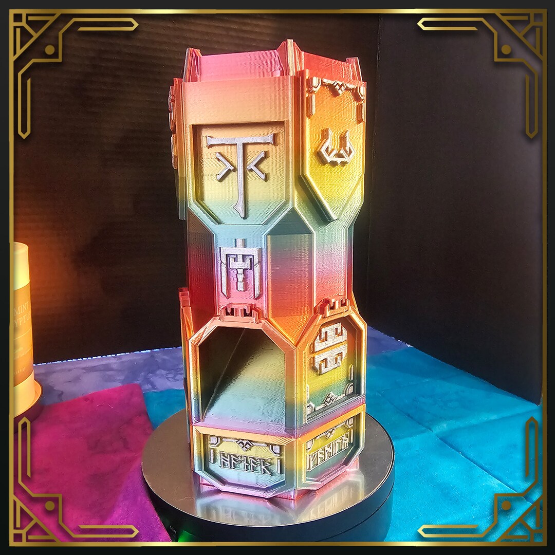 Rainbow Dwarven Dice Tower With Dice Box Unique Item for Tabletop Rpg's and Boardgames - Etsy