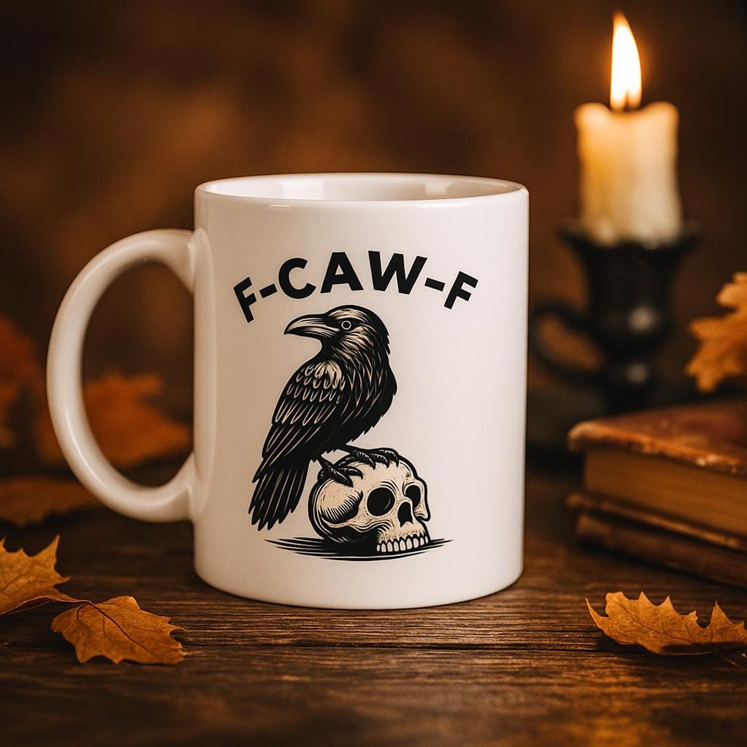 Personalised F-CAW-F Crow Mug | Funny Rude Coffee Cup | Gothic Raven ...