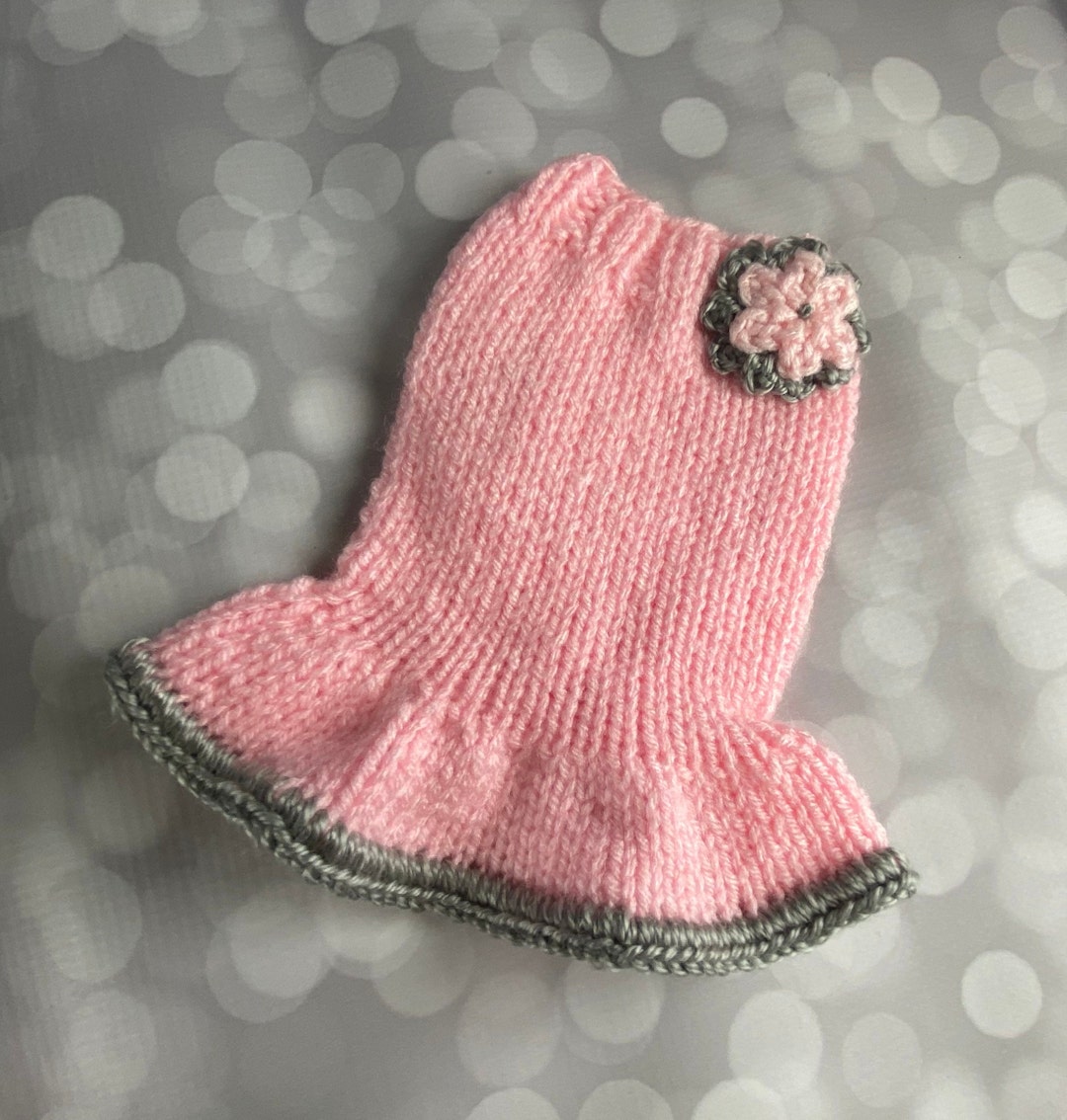 Dog Sweater Dress Light Pink XXS Hand Knit Dog Sweater Chihuahua ...
