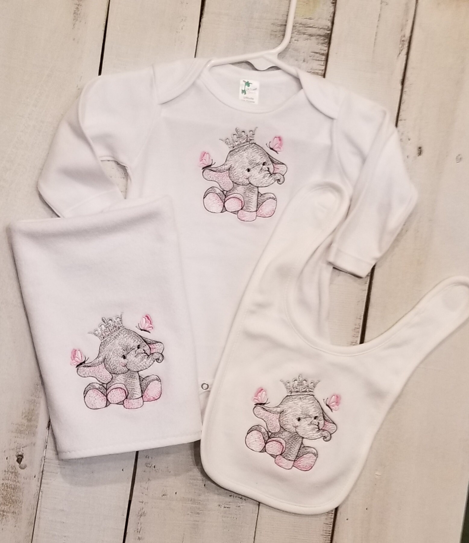 Girl Elephant Baby Shower Gift Elephant Girl 3 Piece Set - Etsy