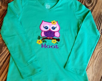 Girls owl shirt | Etsy