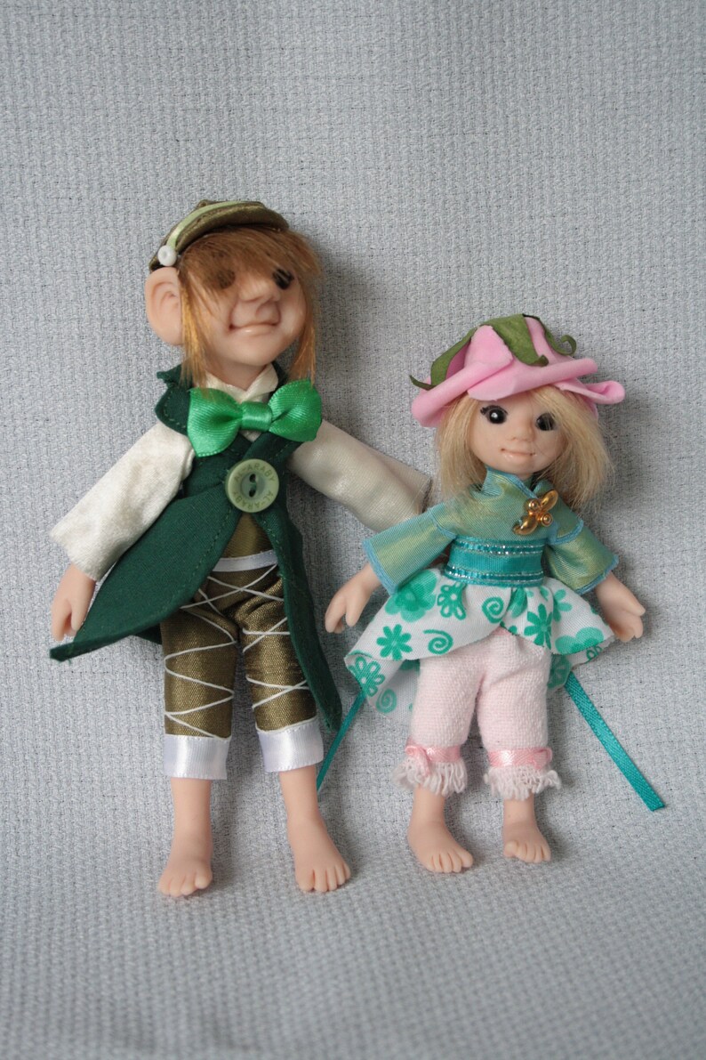 Cotton and Polymer Child Little Girl Wood Elf Doll With Pink - Etsy