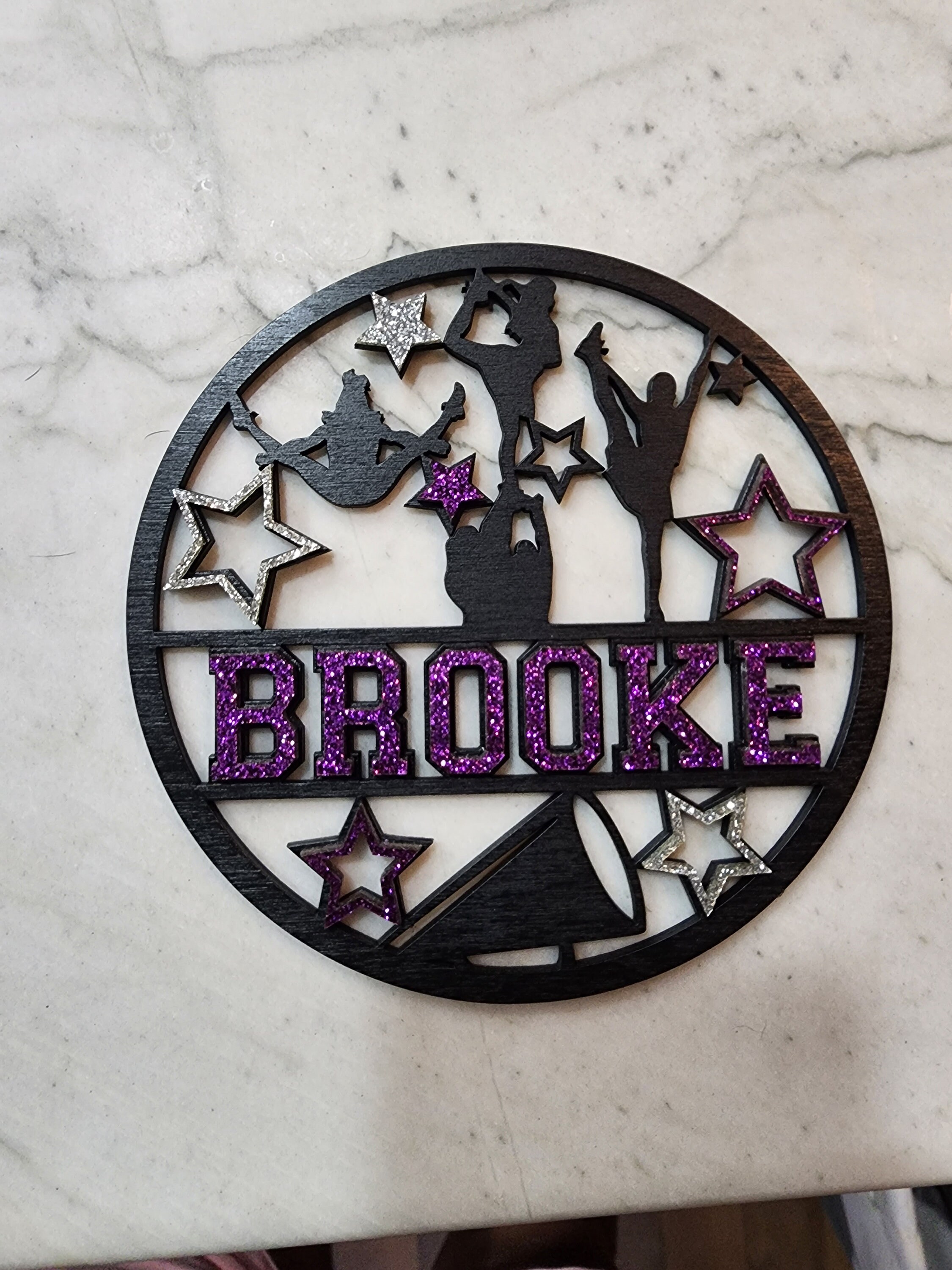 Personalized Cheerleader Door Hanger - Two Color Acrylic - Team Spirit ...