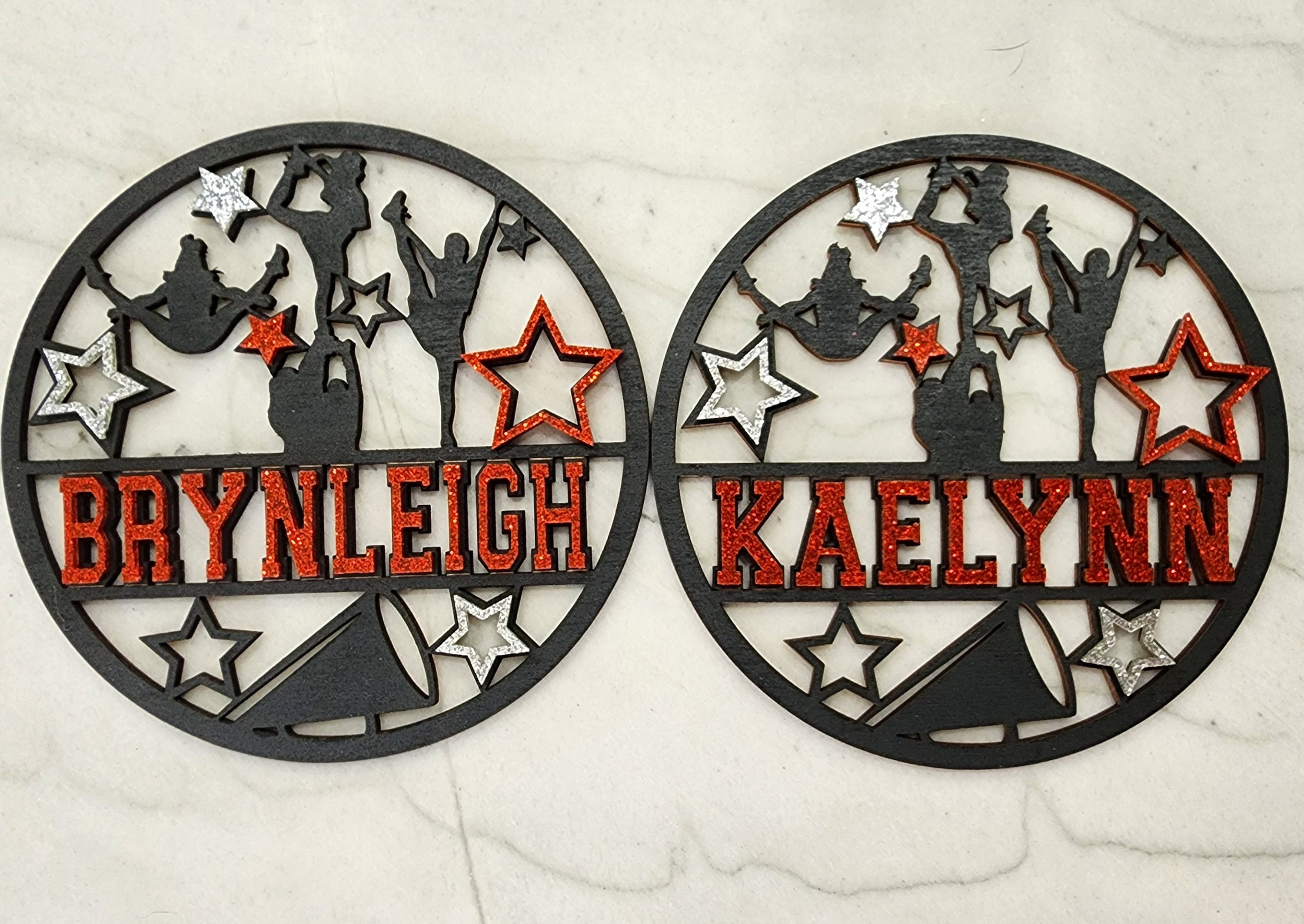 Personalized Cheerleader Door Hanger - Two Color Acrylic - Team Spirit ...