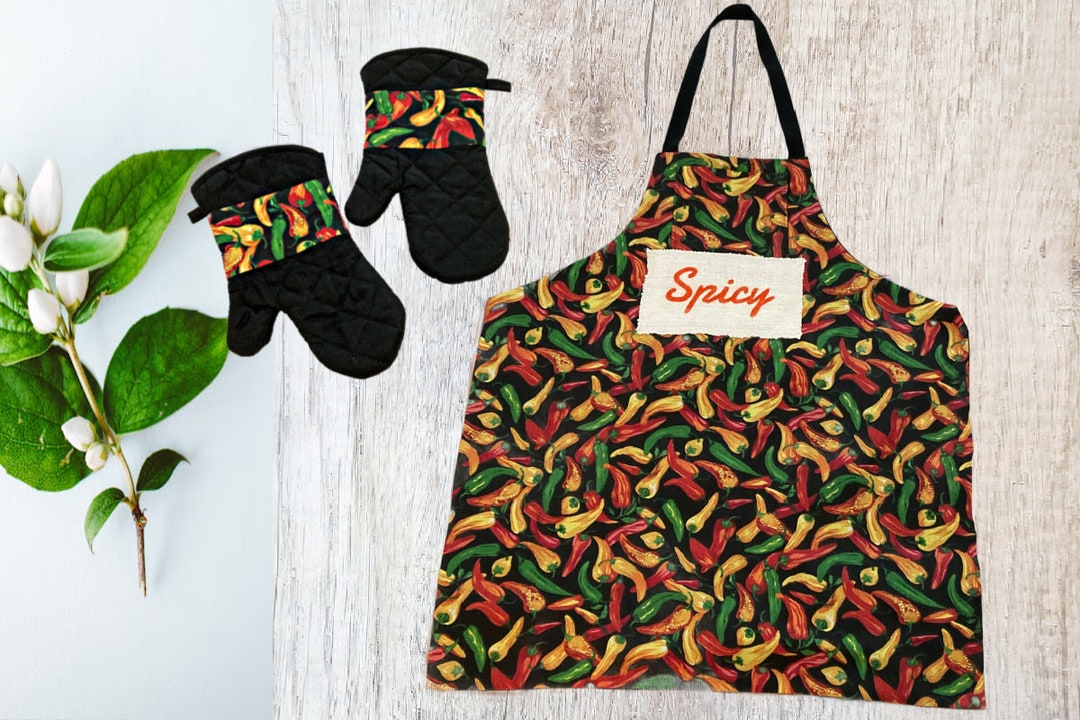REVERSIBLE two Sided Apron, spicy Apron, Chili Pepper Apron, Reversible ...