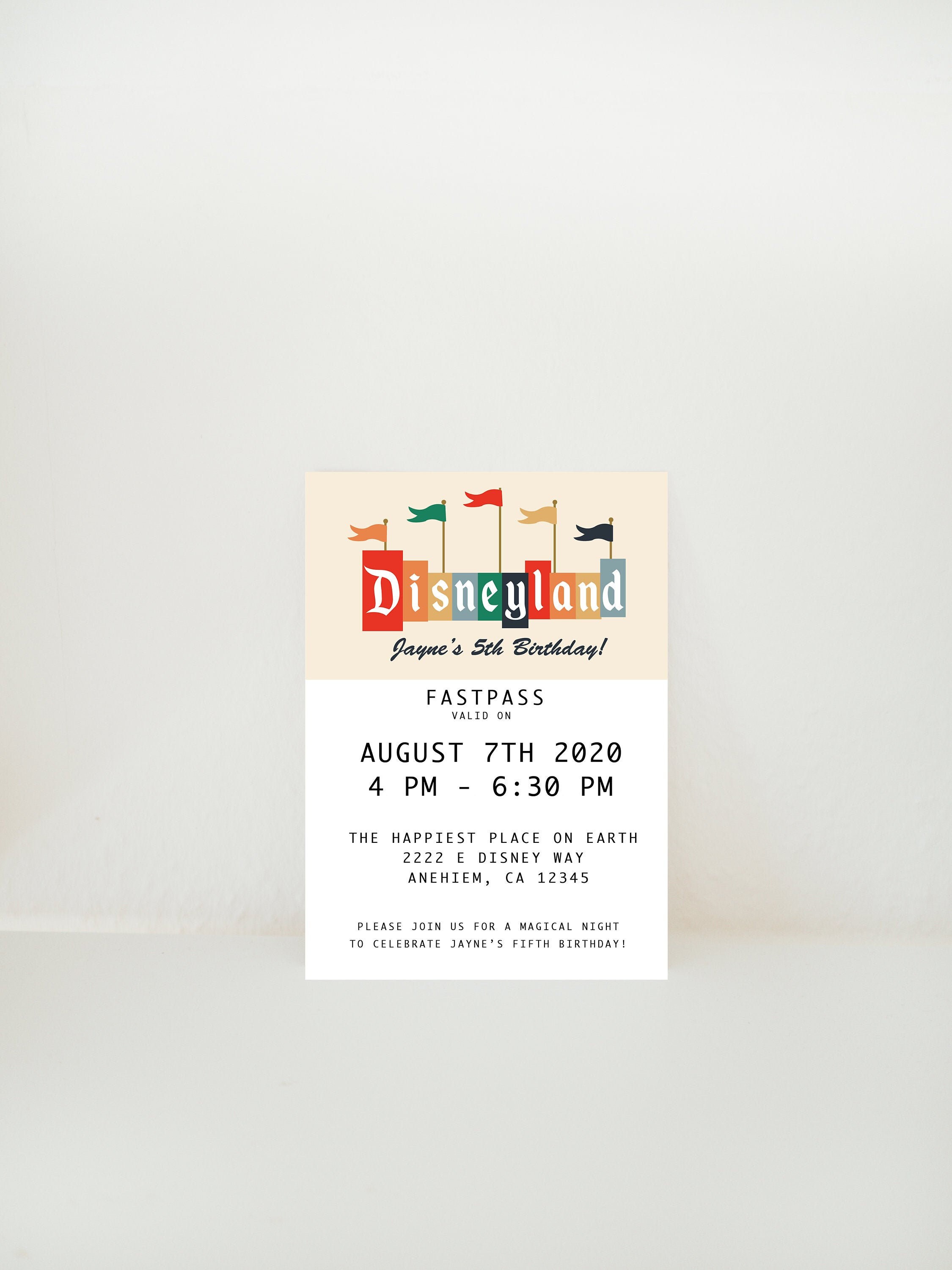 Modern Happiest Place Fastpass Brithday Invite Customizable - Etsy