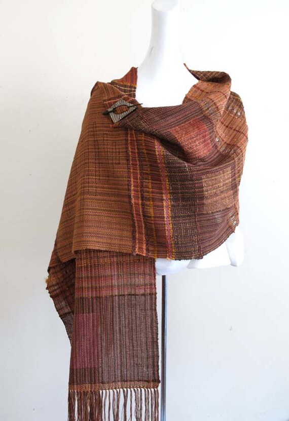 Handwoven Brown Wrap. Cotton in Many Shades of Brown Orange | Etsy