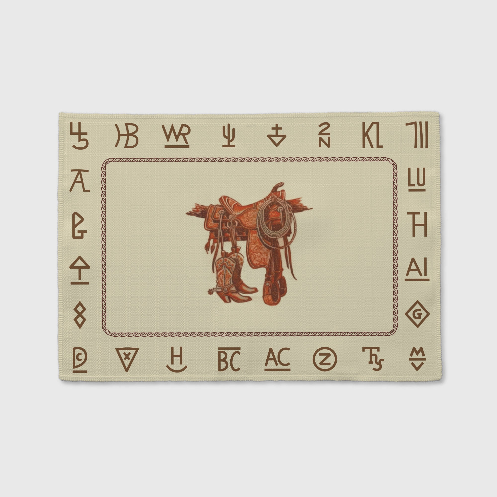 Westward Ho 'saddle' Fabric Placemat 12x17 Washing Machine Safe, Dryer ...