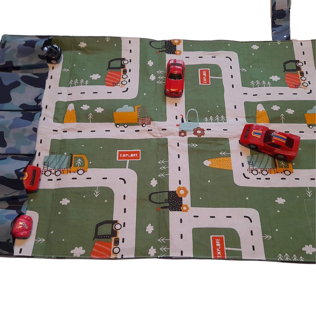 Large City Play Mat, Fold up Travel Mat, Travel Toy, Travel Game ...