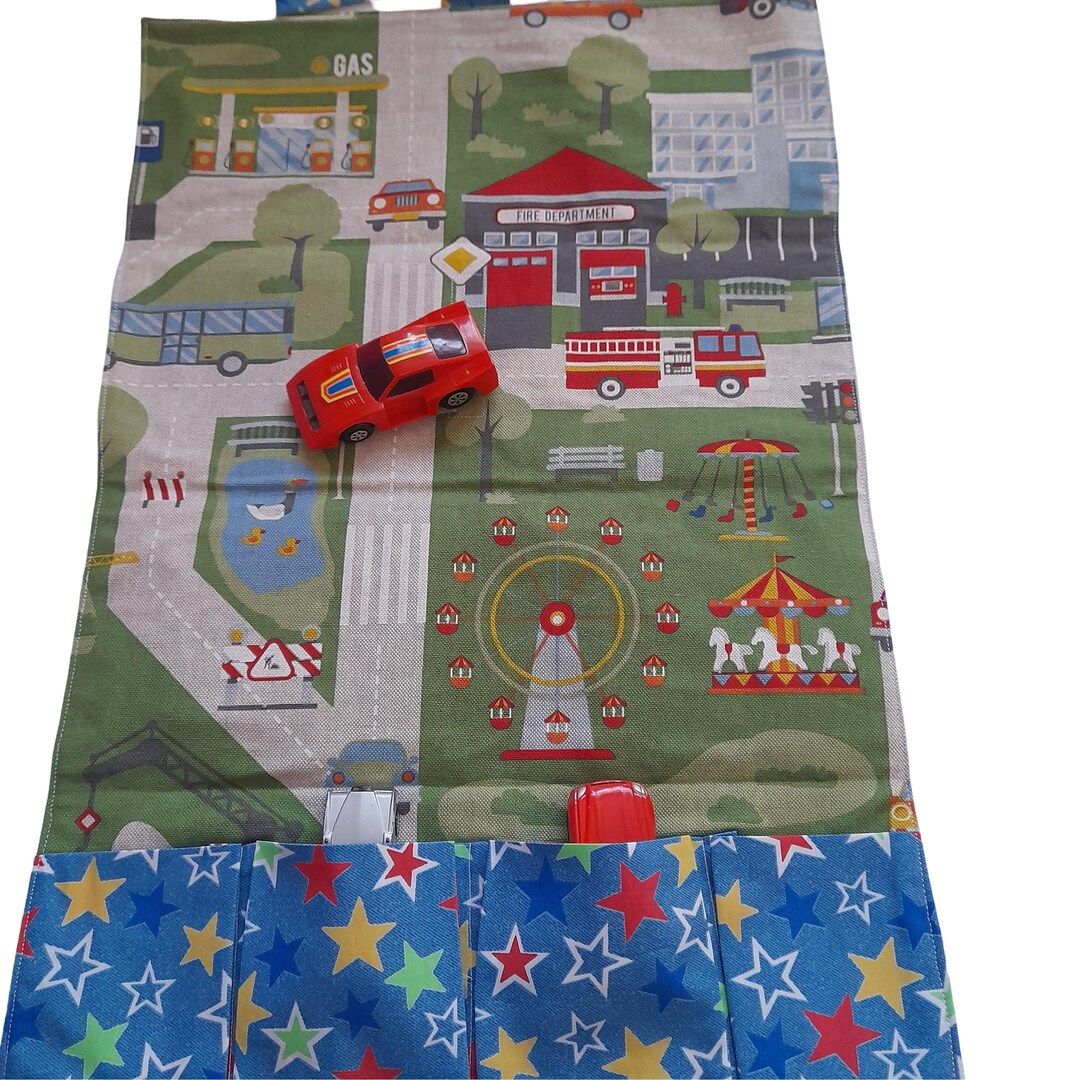 City Play Mat, Fold up Travel Mat, Travel Toy, Travel Game, Travel Car ...