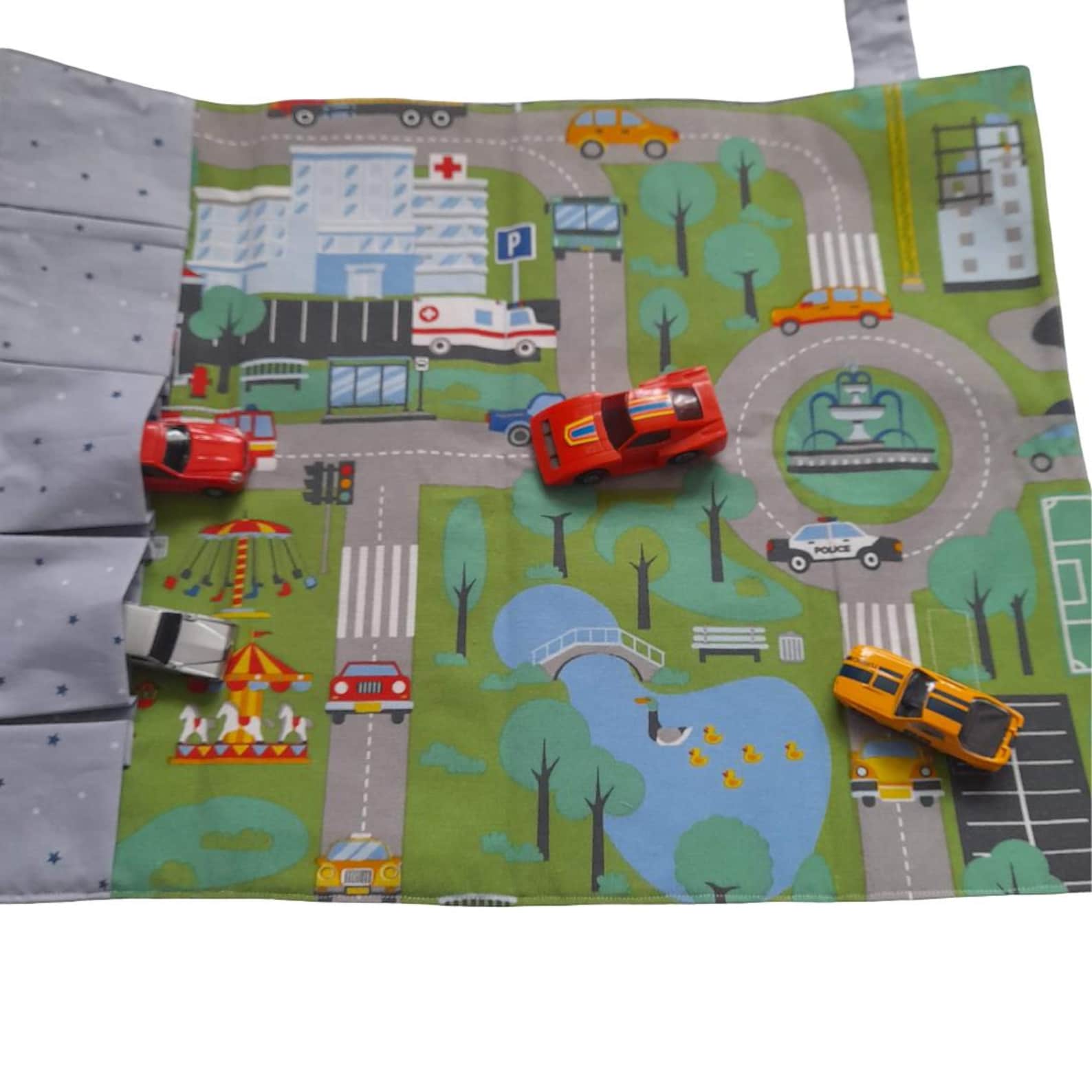 Large City Play Mat, Fold up Travel Mat, Travel Toy, Travel Game ...