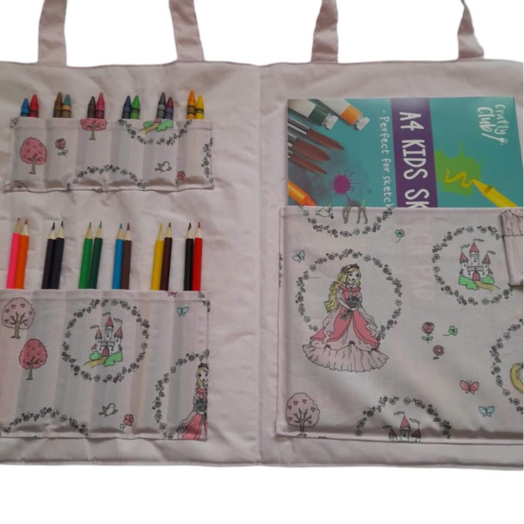 Princess Travel Art Folder, Fabric Art Folder, Colouring Pencils & A4 ...