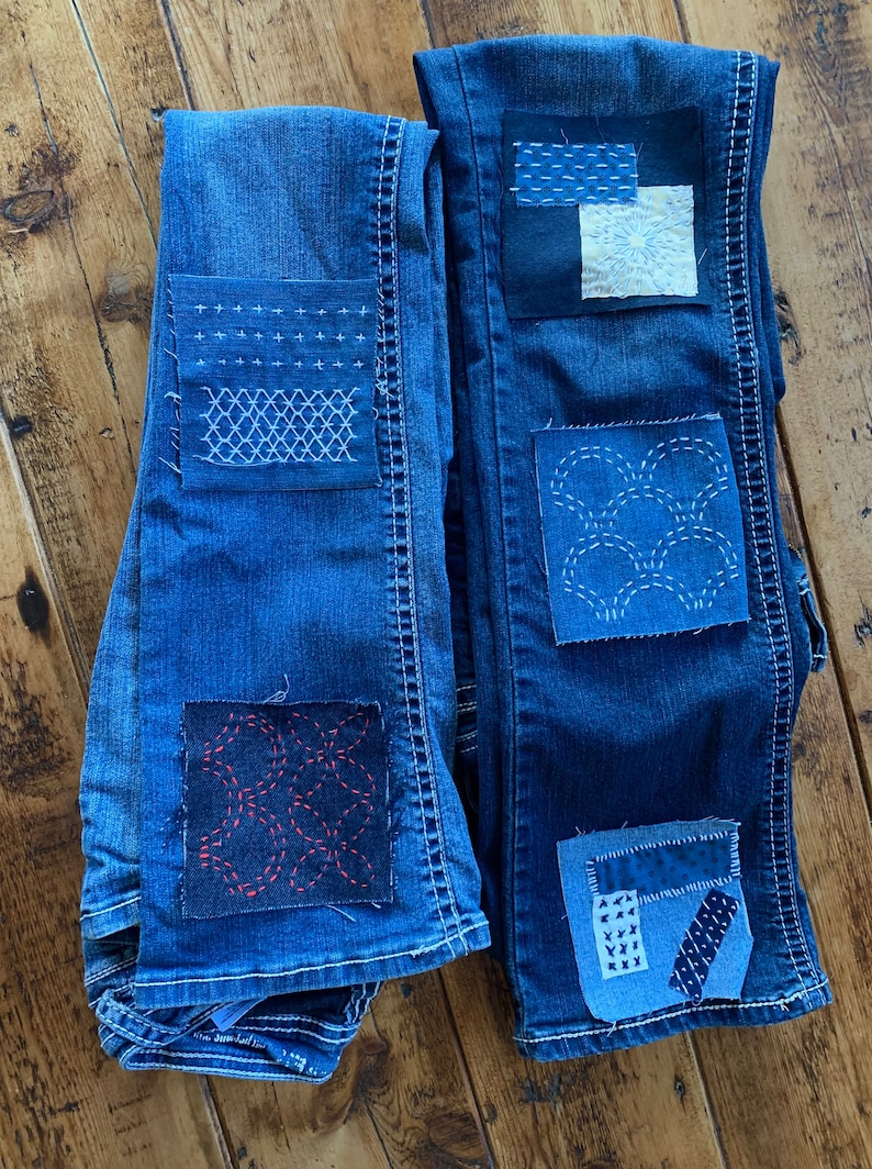 Denim Boro Sashiko Recycled Jeans Patch for Upcycled Clothing, Bags ...