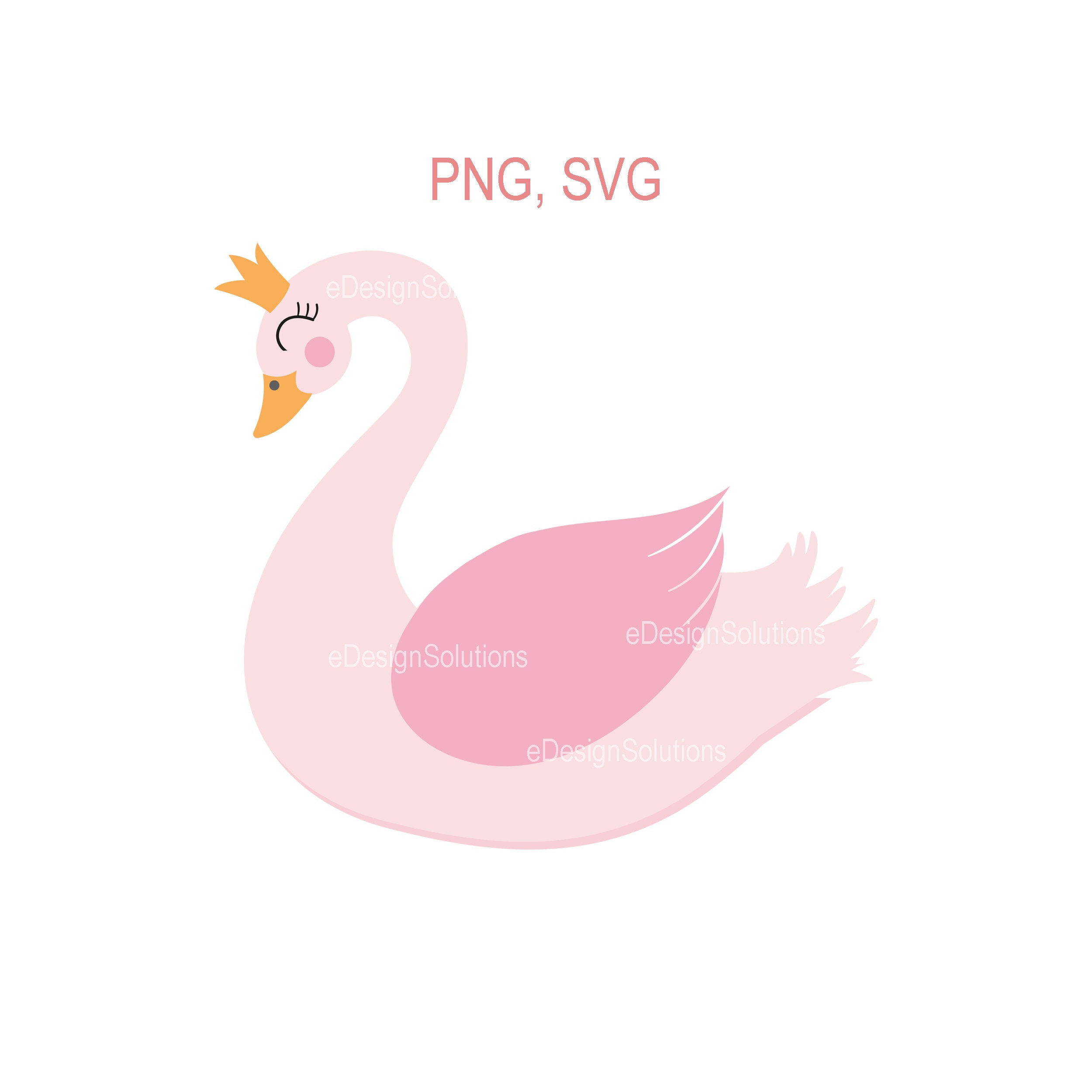 Swan Clipart, Swan Princess SVG PNG, Royal Swan, Baby Shower Nursery ...