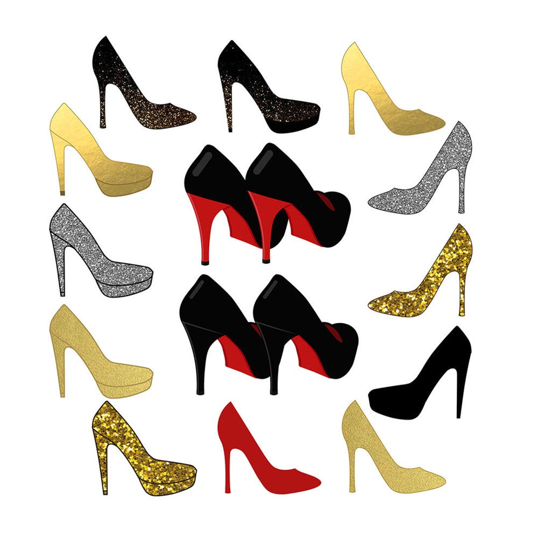 Shoes Clipart, Sparkle Clipart, High Heel Clipart, Wedding Clipart, Red ...