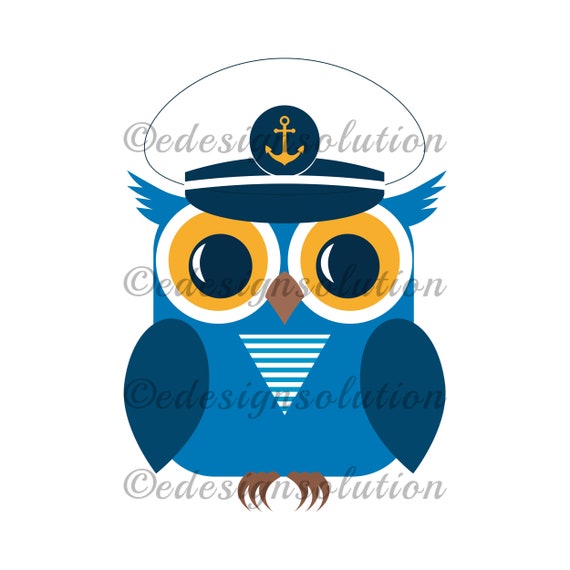 Owl Captain Nautical Clipart PNG SVG Owl Boy SVG Layered Cut | Etsy