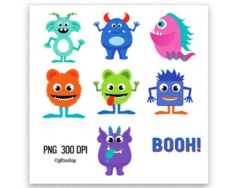 Monster Clipart, Cute Monsters Images, 10 Watercolor Clip Art ...