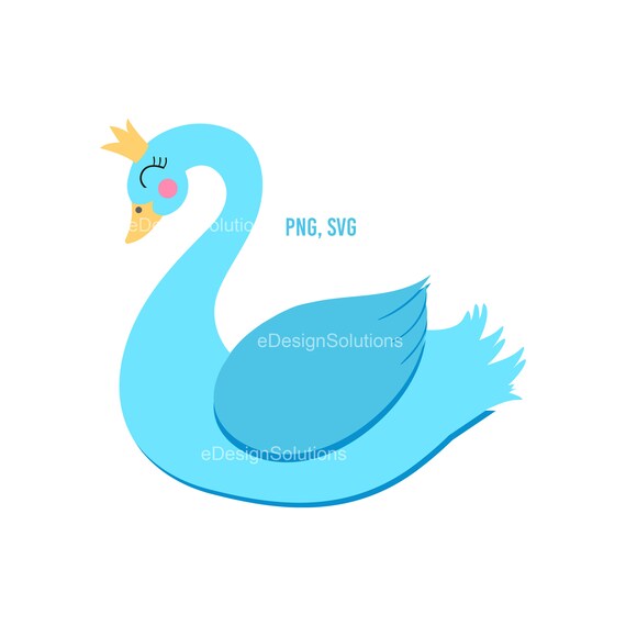 Swan Clipart Swan Princess SVG PNG Royal Swan Turquoise - Etsy