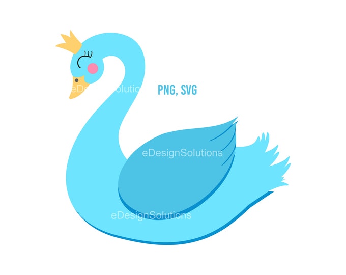 Swan Clipart, Swan Princess SVG PNG, Royal Swan, Turquoise Baby Boy ...