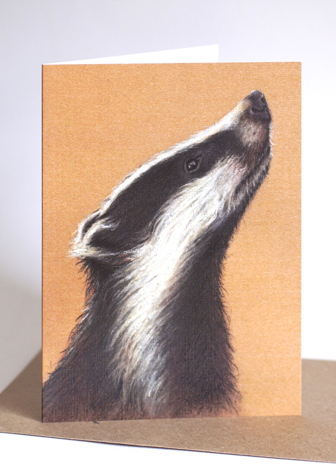 Badger Greeting Card: Original Pastel Drawing, Blank Inside - Etsy