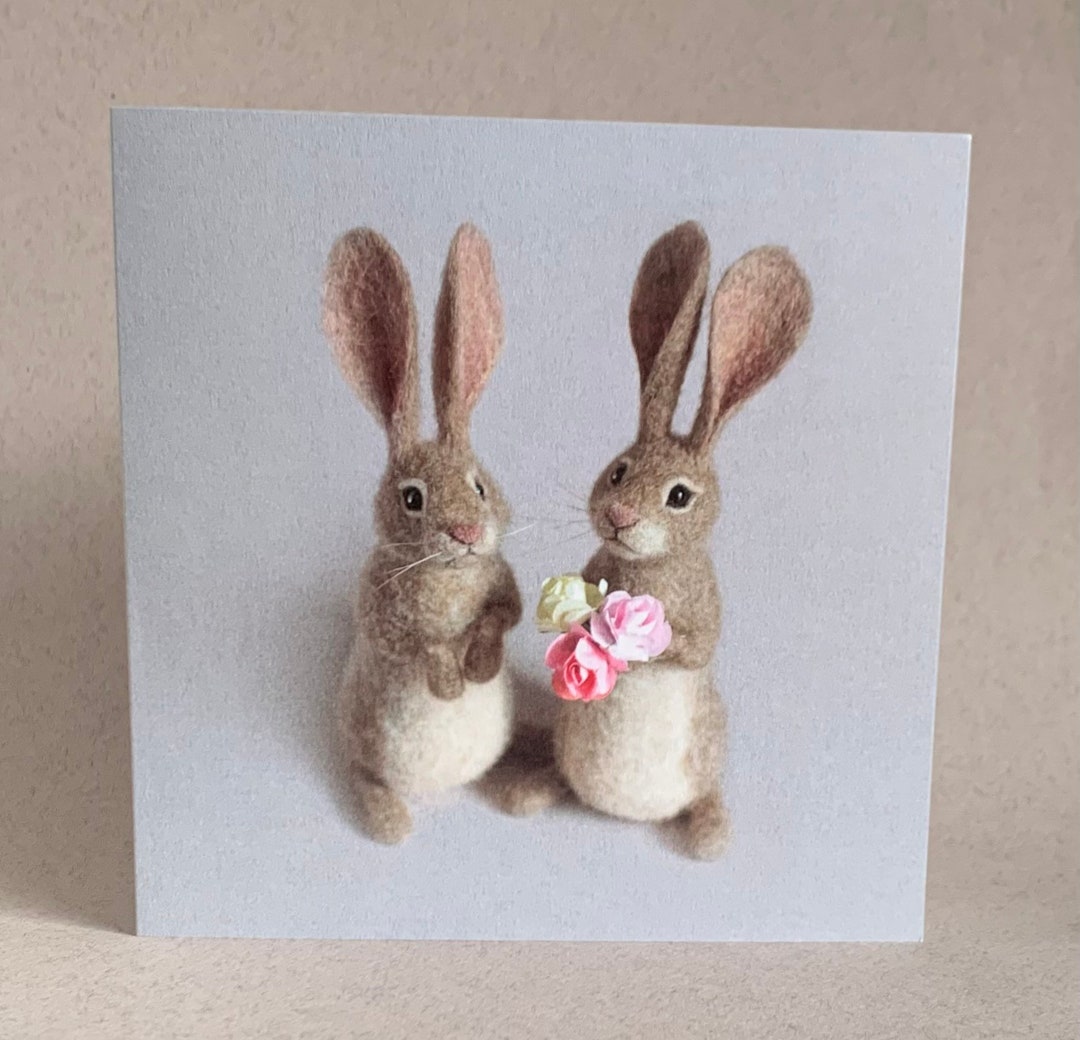 Rabbits Greetings Card Anniversary Card Valentines Card Wedding Card ...