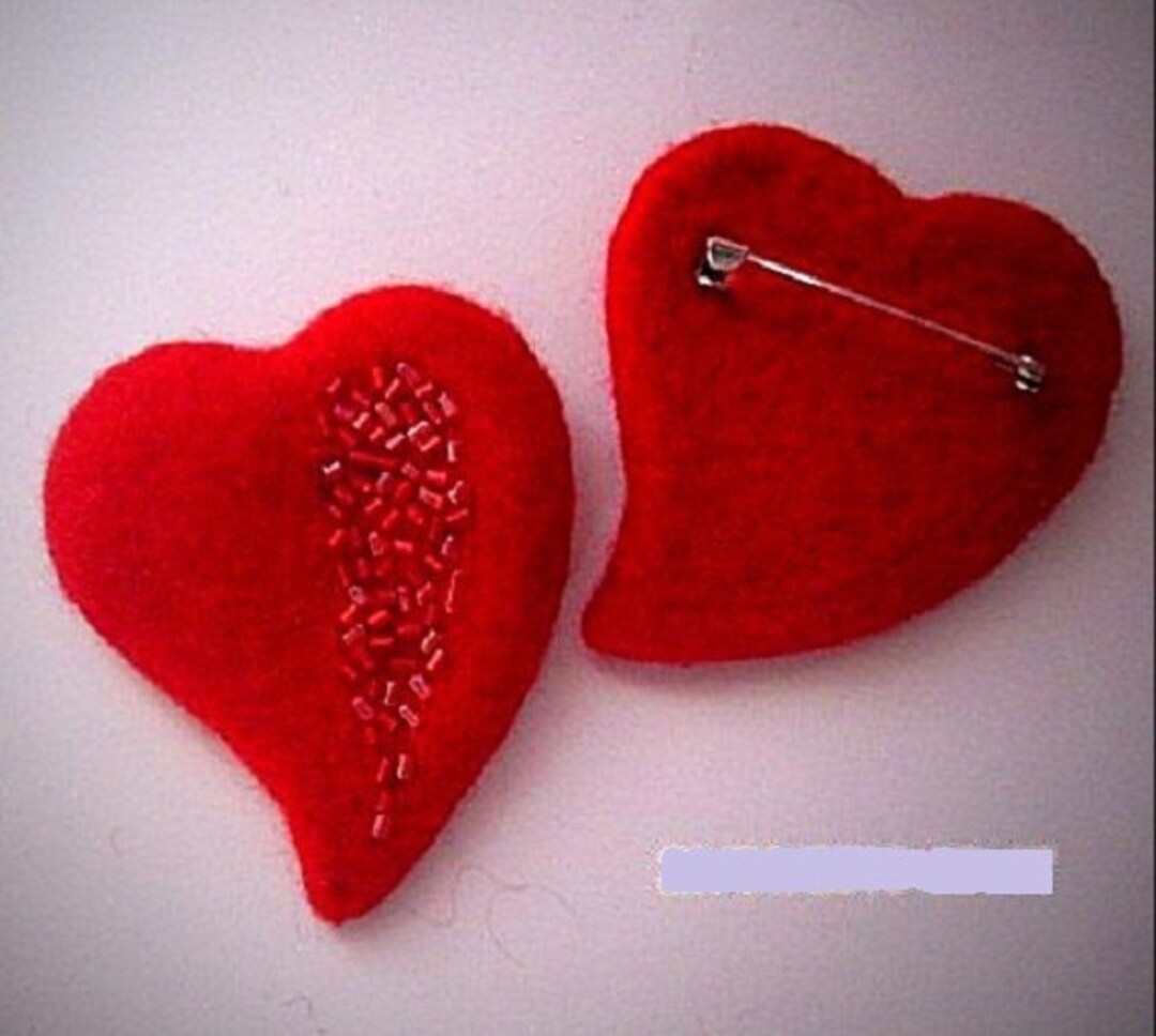Elegant Brooch Felt Brooch Heart Brooch Red Brooch Show Your Love Gift ...
