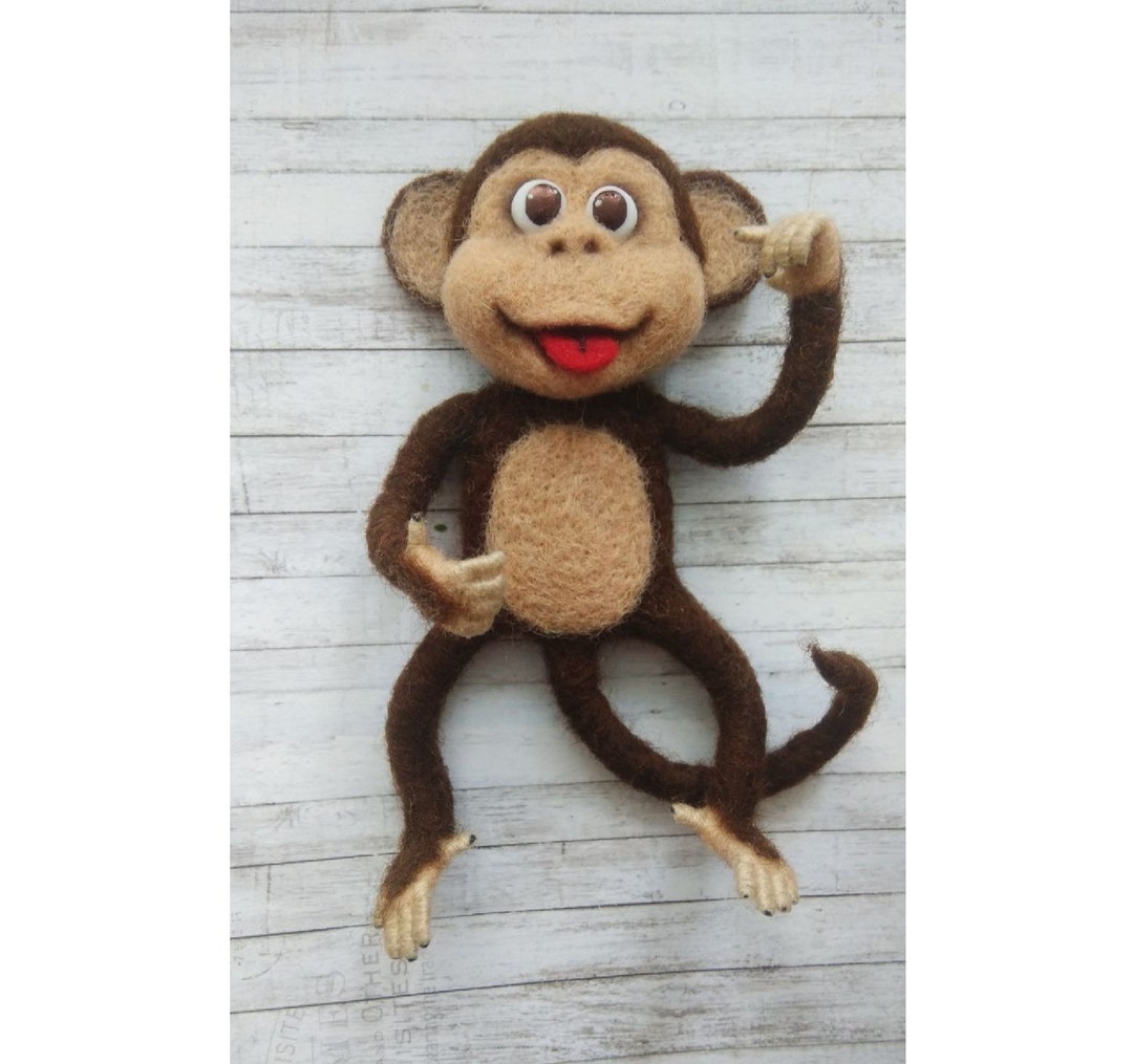 Funny Felt Monkey Magnet: Handmade Wool Gift - Etsy