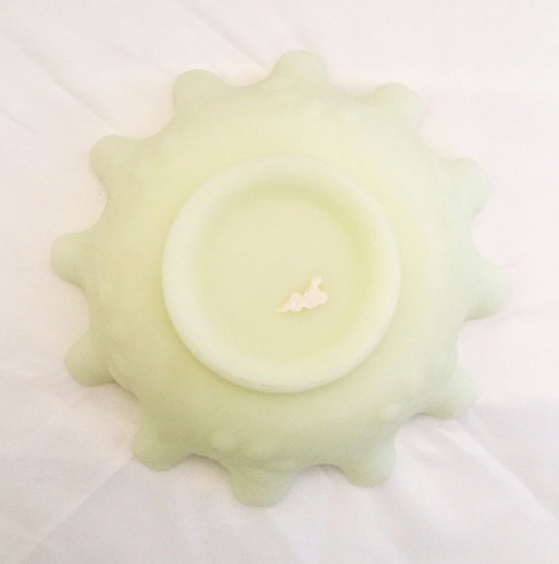 Fenton Lime Green Frosted Satin Glass Bowl With Fluted Edges Green ...