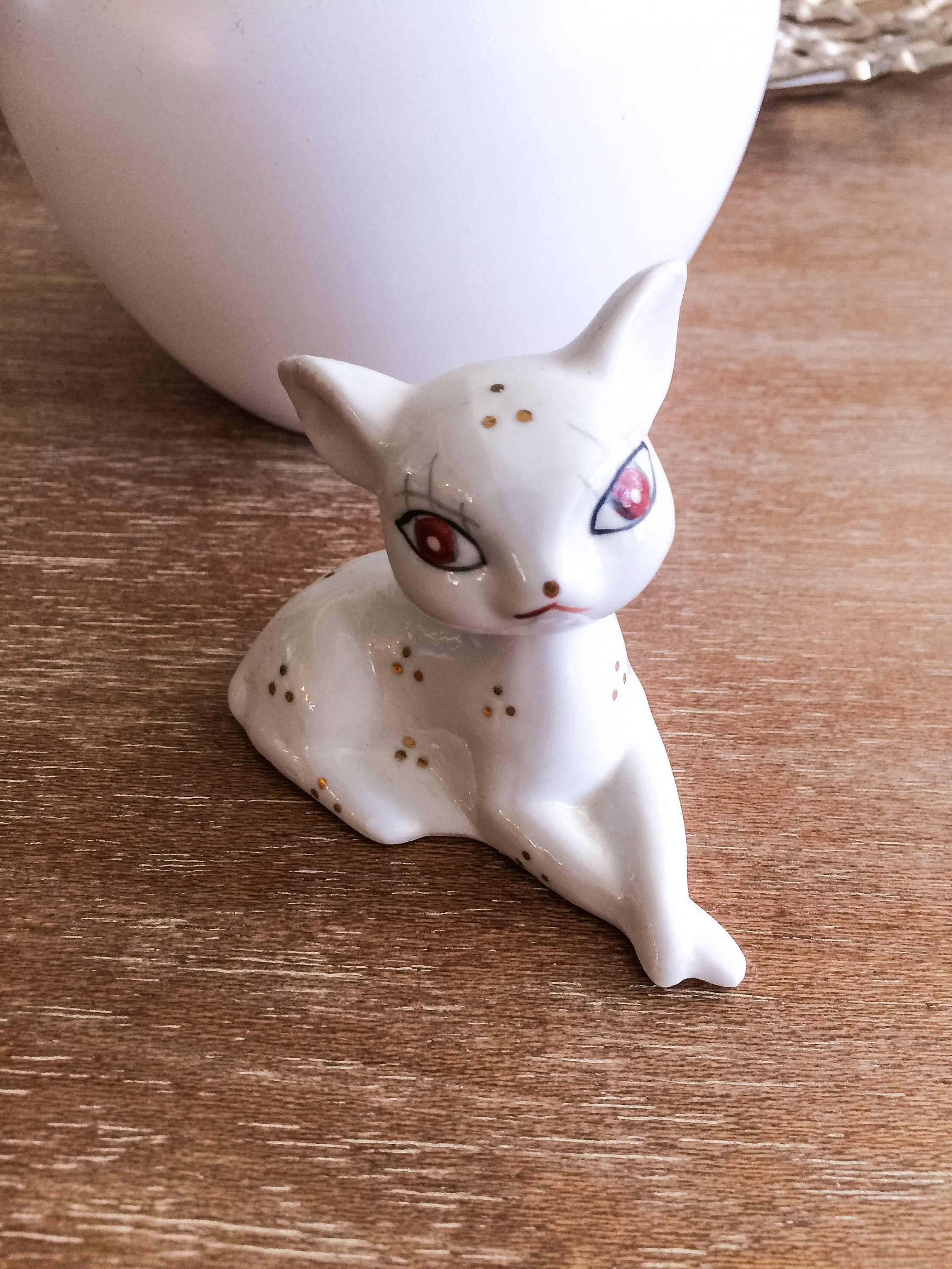 Vintage White Cat Figurine - Etsy