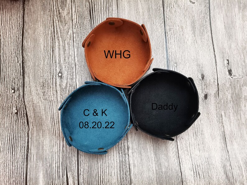 Leather Catch All Personalized Leather Tray Custom Engraved Leather ...