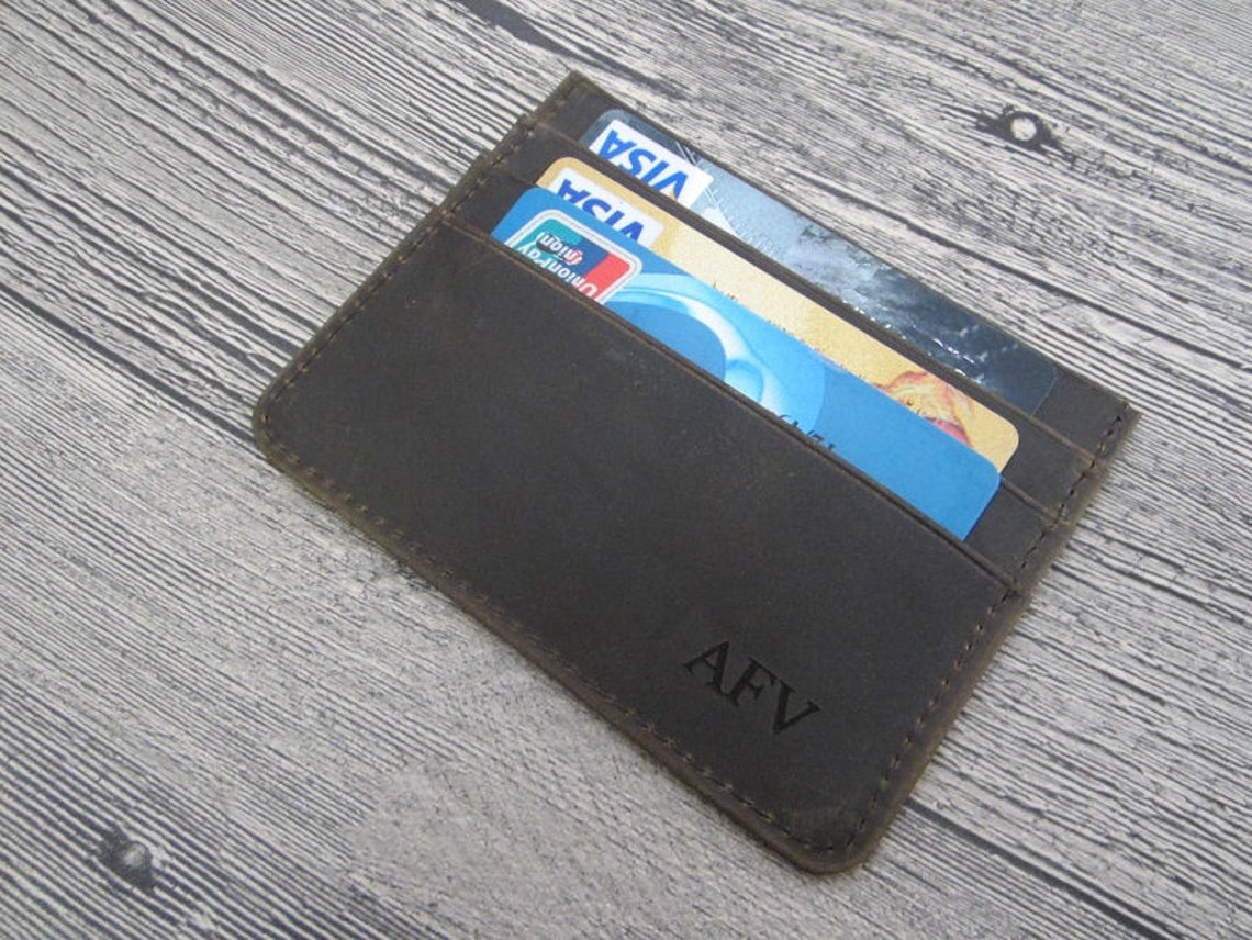 Personalized Card Sleeveleather Card Holderfront Pocket - Etsy