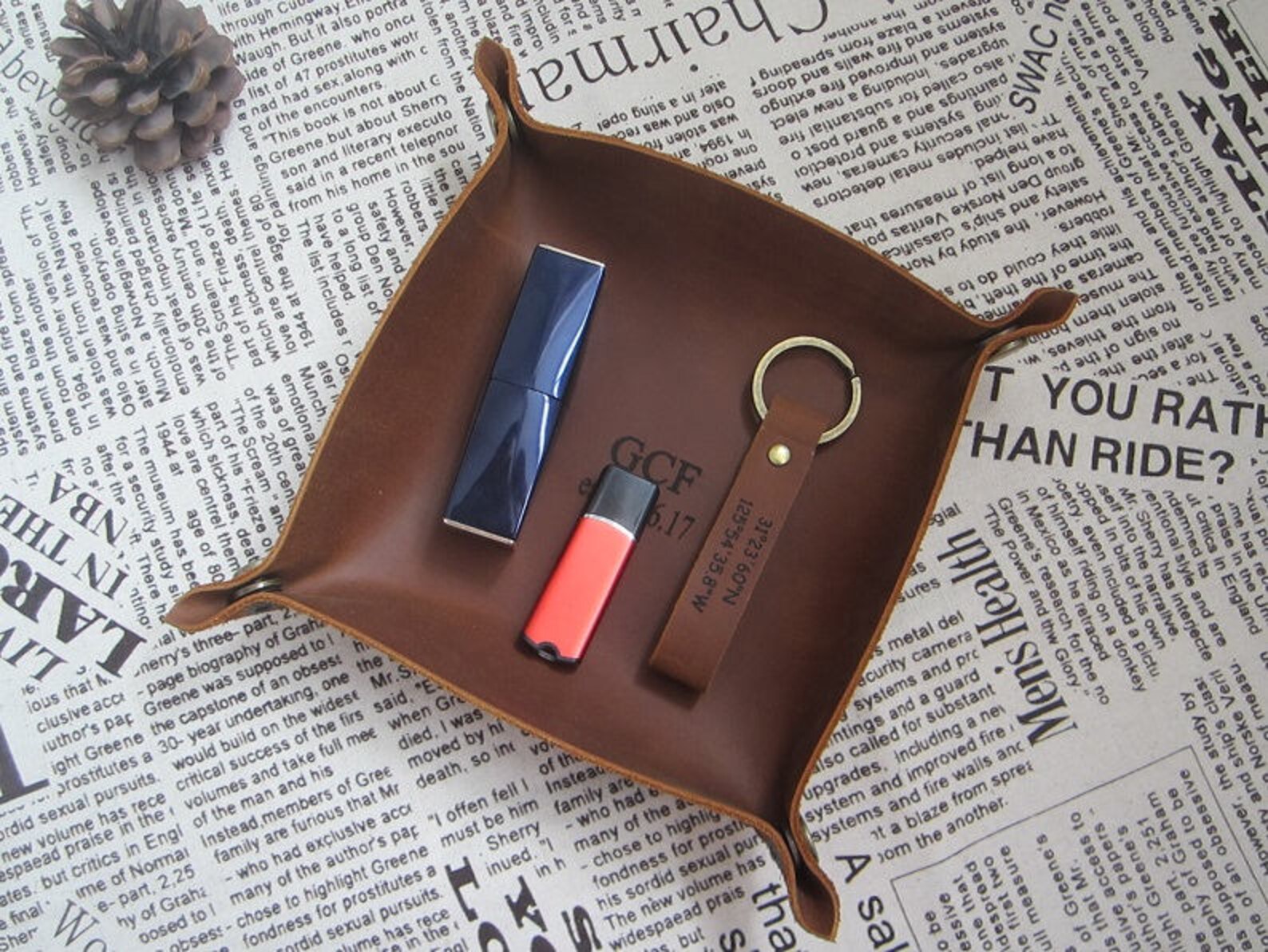 Leather Catch All,personalized Leather Tray,custom Engraved Leather ...