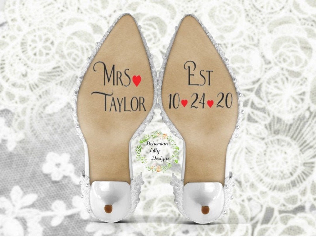 Custom Wedding Shoe Decal ~ Bridal Shoe Sticker ~ Wedding Shoe Sticker ...