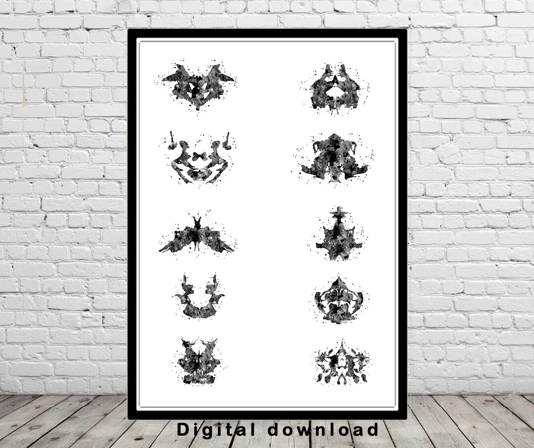 Rorschach Collection Inkblot Test Card Watercolor Print - Etsy