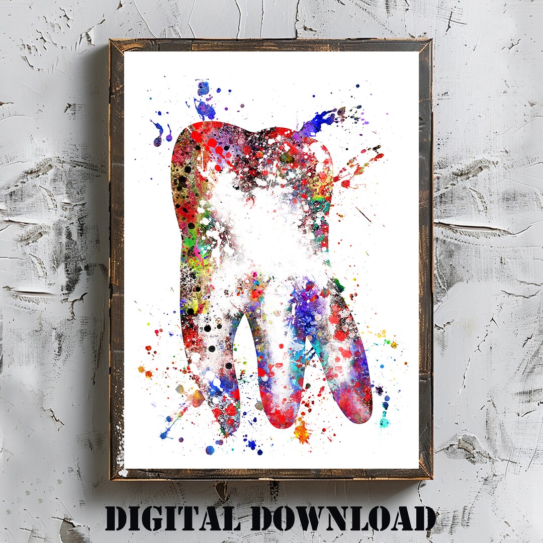 Tooth Watercolor Print Digital Download Personalized Gift Medical Art ...