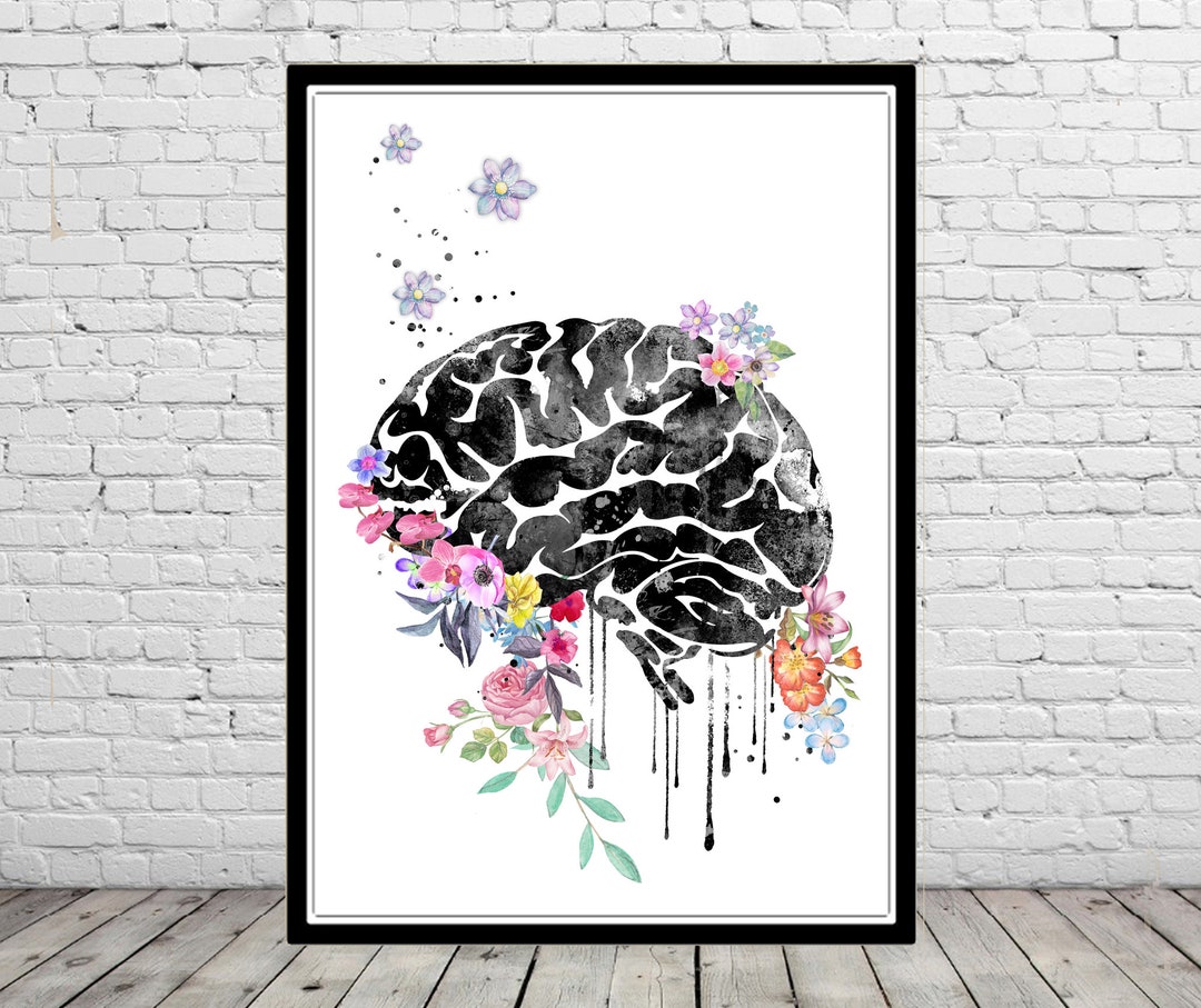 Brain Anatomy Wall Art Watercolor Print Medical Art Abstract - Etsy
