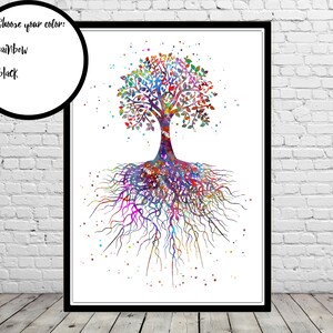 Árbol enraizado árbol de acuarela enraizado árbol de - Etsy España