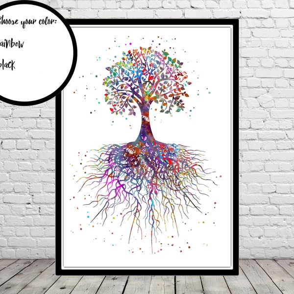 Watercolor Tree Art - Etsy
