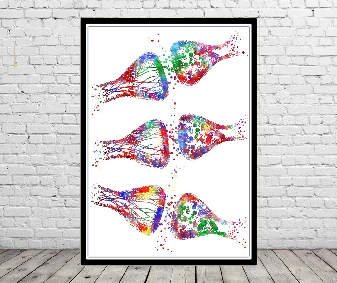 Synapse Receptor Watercolor Print Neurology Poster Medical Art Abstract ...