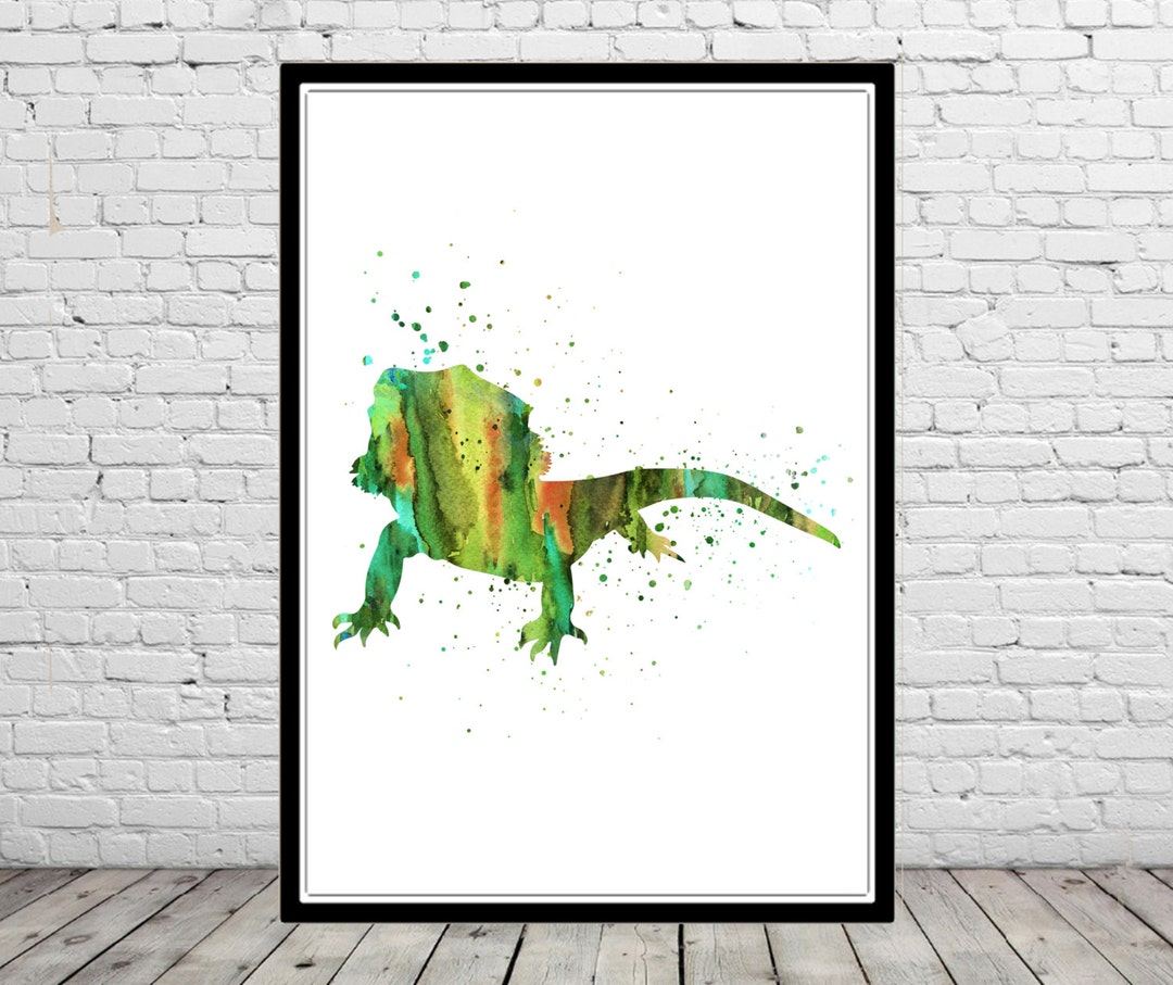 Bearded Dragon Watercolor Print Bearded Dragon Wall Art Animal - Etsy