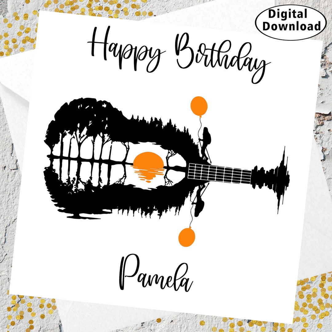 Guitar Birthday Card Personalized Unique Birthday Card Suitable Any Age ...