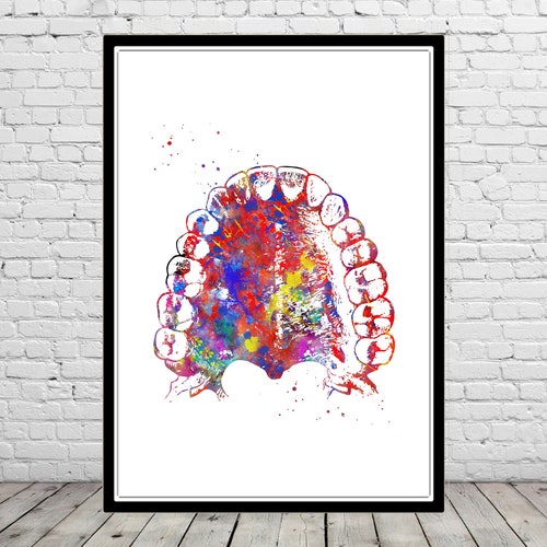 Watercolor Tooth Print Dental Art Hygienist Office Decor | Etsy