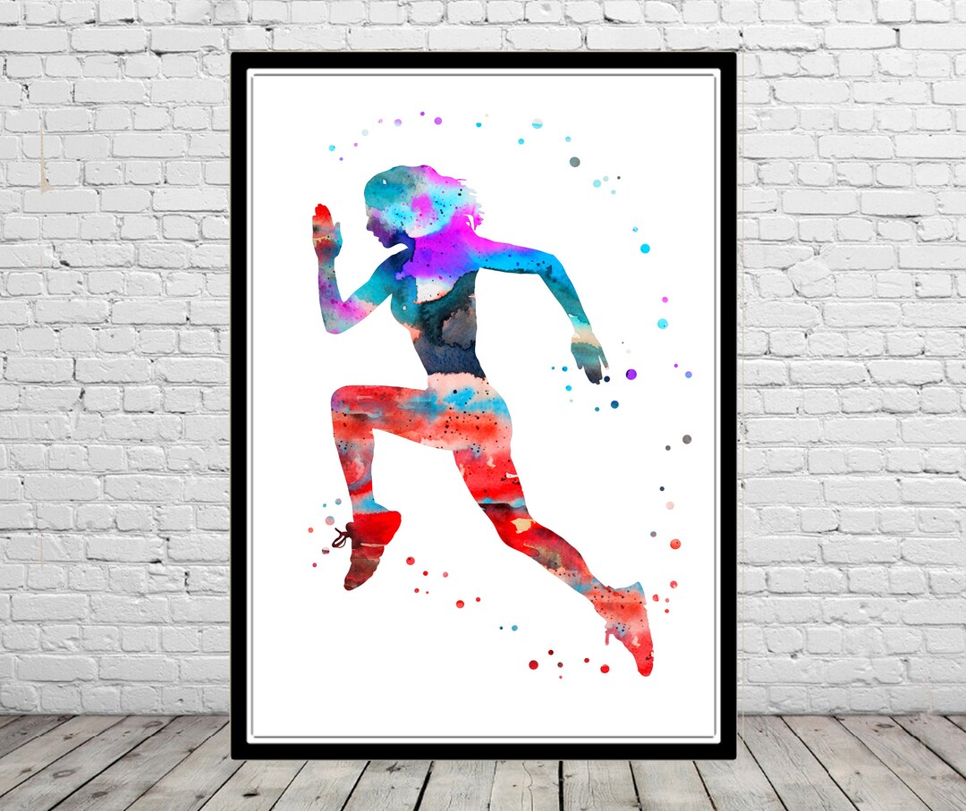 Running Woman Wall Art Watercolor Print Fast Athlete Woman - Etsy