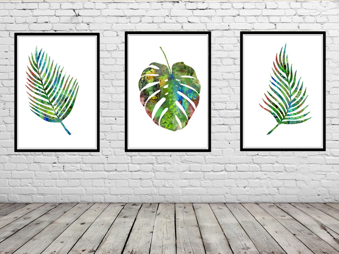 Palm Leaves Watercolor Print Tropical Palm Leaves Set of 3 Print ...