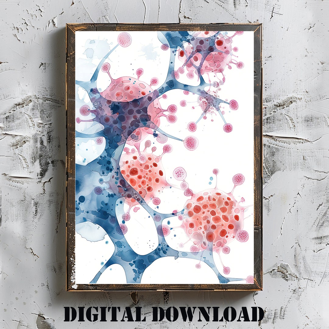 Macrophage Watercolor Print Medical Art Abstract Medical Office Decor ...