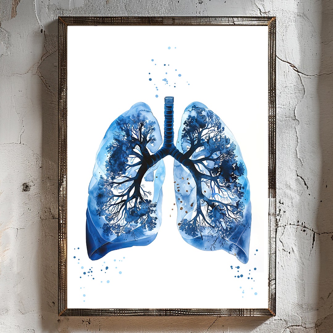 Blue Tree Lungs Human Lungs Anatomy Medical Office Decor Watercolor ...